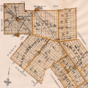 Large Antique Map of Wellington County, Ontario - Poster-sized ...