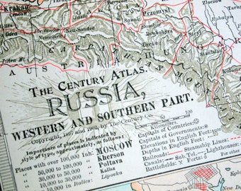 1902 Century Atlas Antique Map of South America Southern Part | Etsy