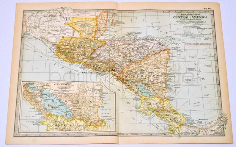 1902 Antique Map of Central America Antique Central America | Etsy