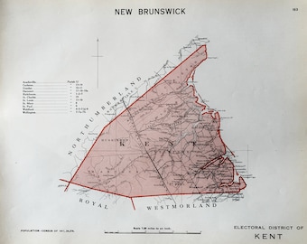 RARE 1885 Map of New Brunswick Canada Detailed Antique - Etsy