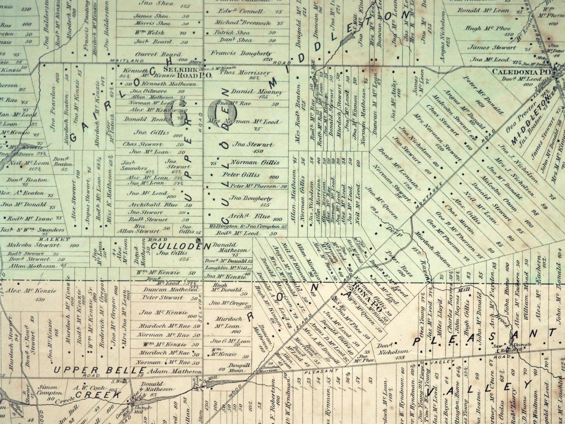 1880 Antique Map of Prince Edward Island - Lots 60 and 62 - Queens ...