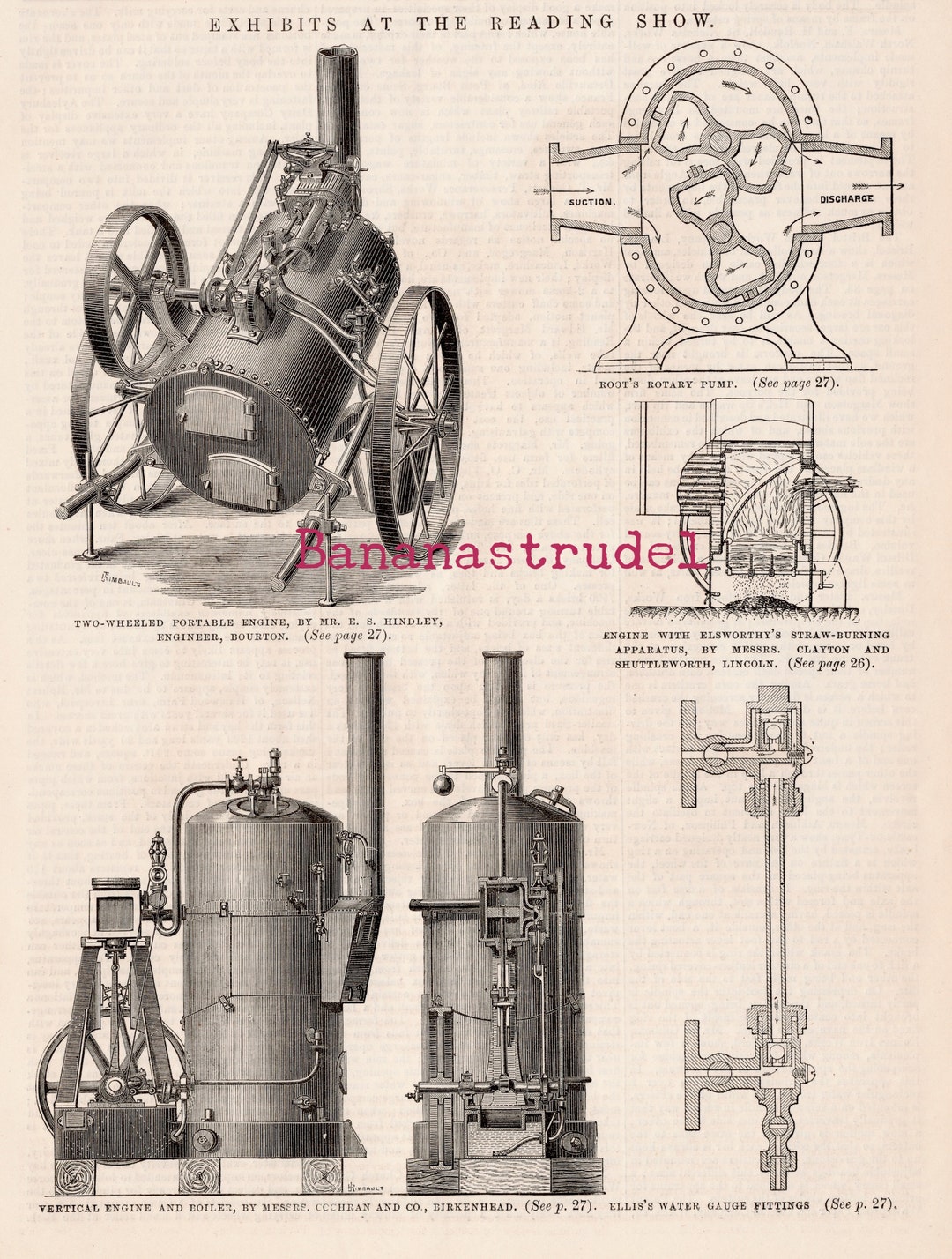 Antique Print of Engines and Pumps - July 14, 1882 - Etsy