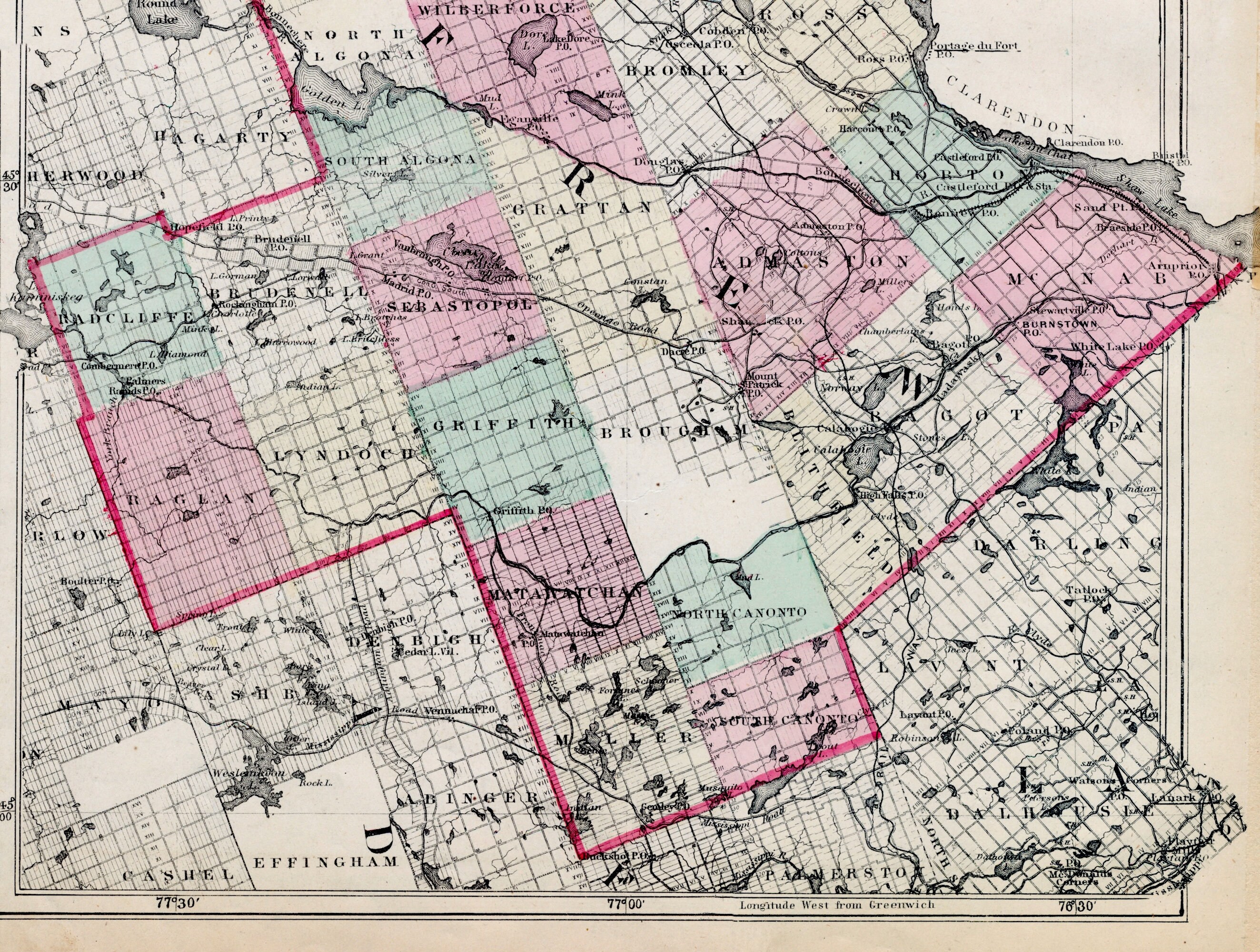 1875 Antique Map of the County of Renfrew, Ontario, Canada - Renfrew ...