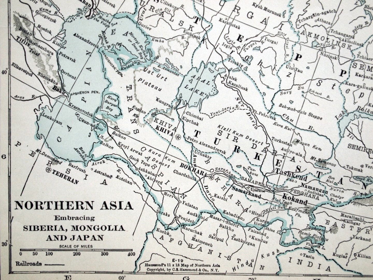 1919 Antique Map of Northern Asia showing Siberia Mongolia | Etsy