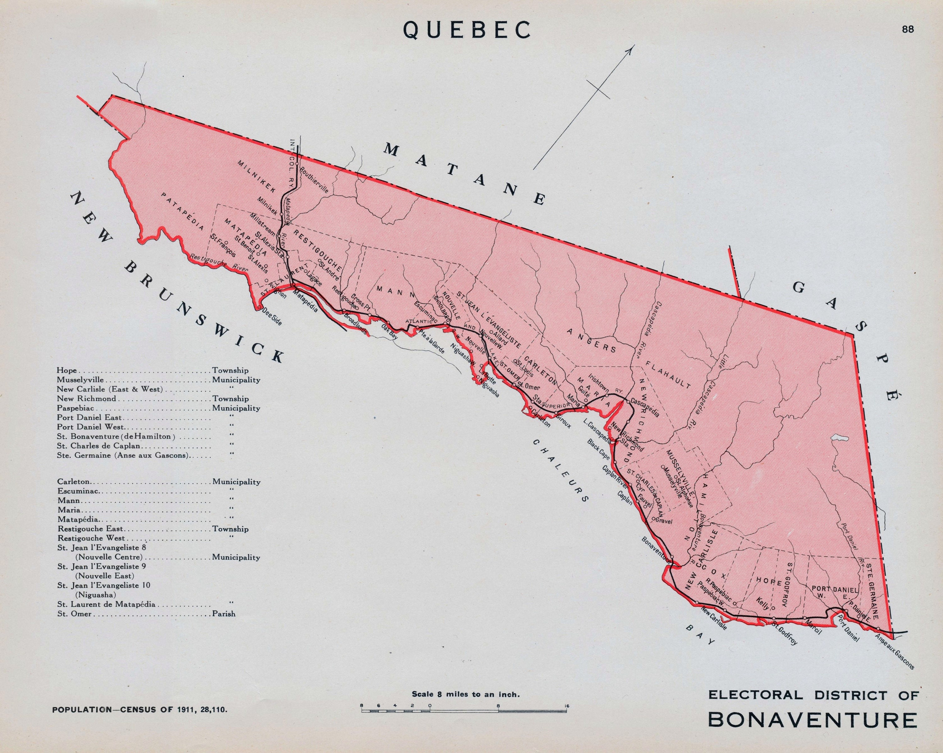 Antique Map of Bonaventure Quebec Canada 1915 Vintage - Etsy