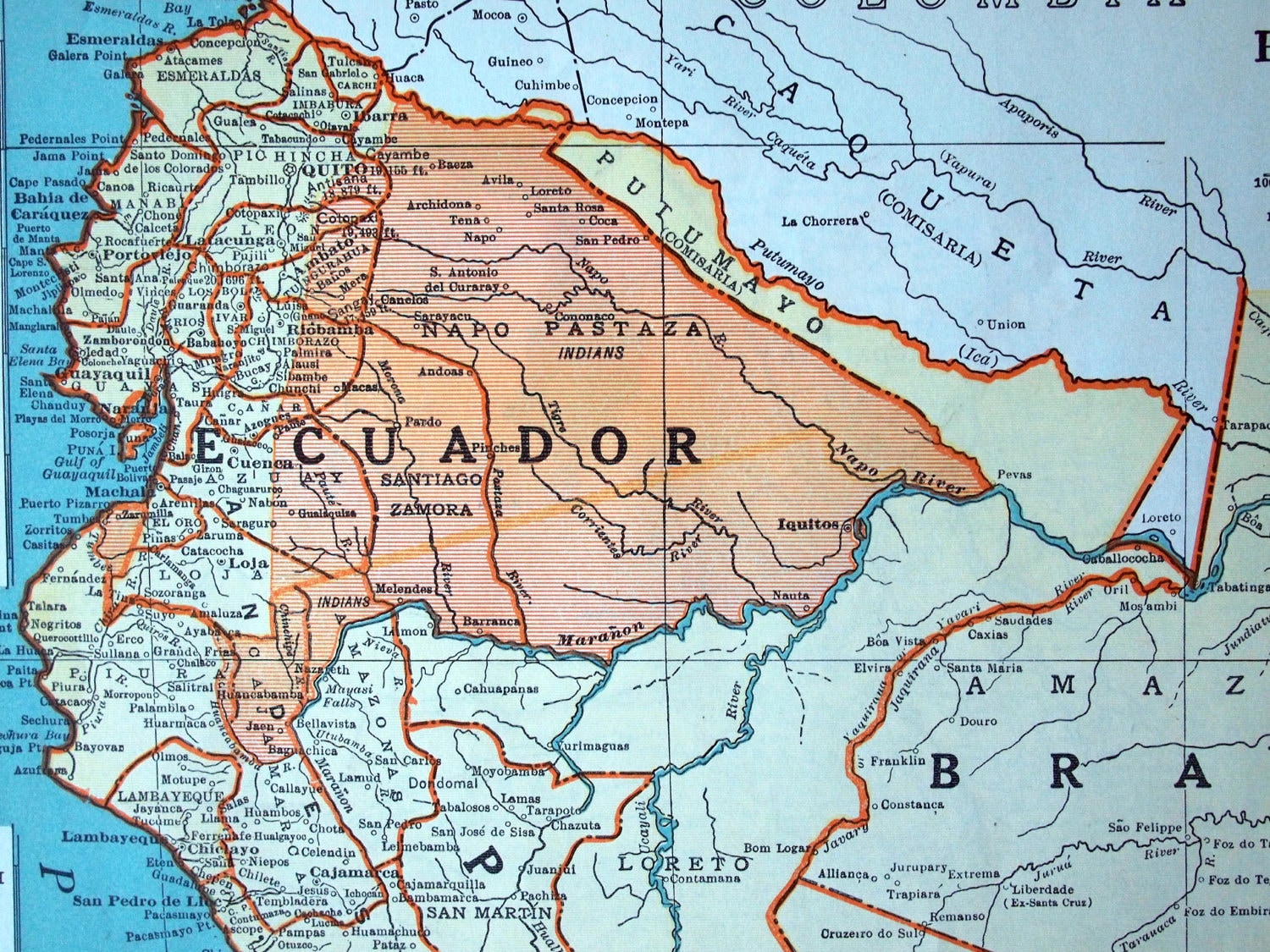 1937 Vintage Map of Peru Ecuador and Western Brazil Peru - Etsy