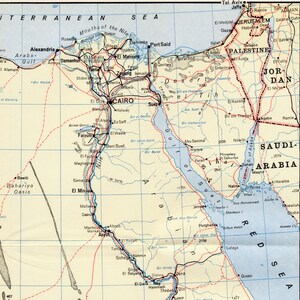 Vintage Map of Egypt - From 1965 - Etsy