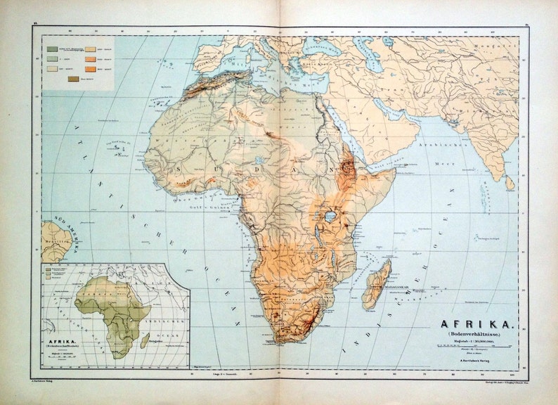 Ca. 1910 Large German Vintage Map of Africa Antique Africa - Etsy