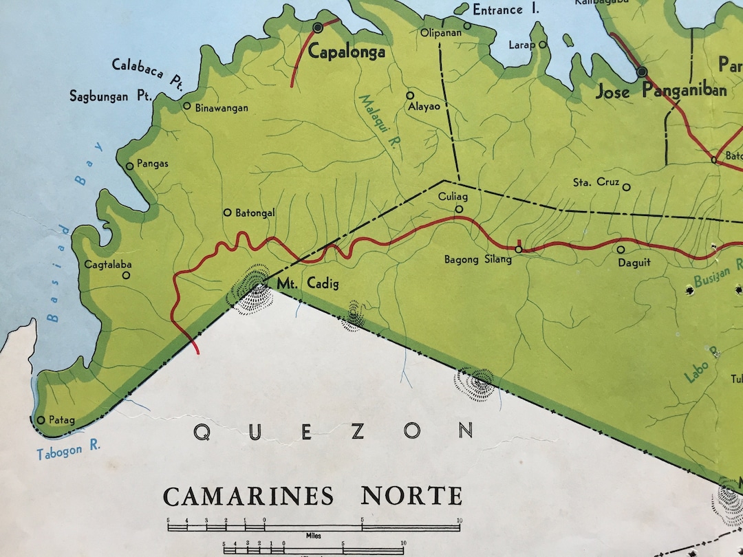 Camarines Norte, Philippines RARE Large Vintage 1959 Map Daet Jose ...