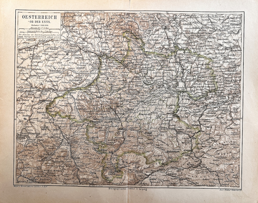 1874 Austria Ob Der Enns Antique Map - Austrian Map to Frame / Old Map ...