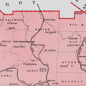 Antique Map of Shefford, Quebec, Canada - 1915 Vintage Electoral Map ...