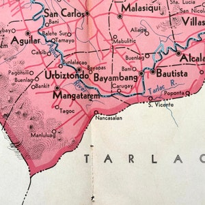 1959 Large Vintage Map of Pangasinan, Philippines - VERY RARE MAP ...