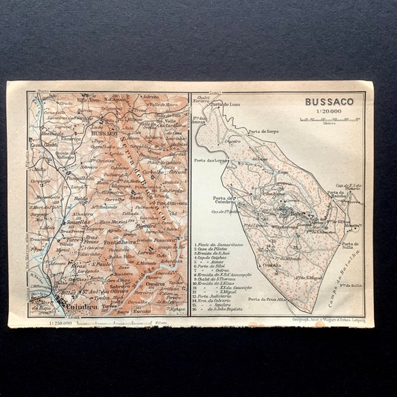 1901 Bussaco / Buçaco Portugal Antique Map | Etsy
