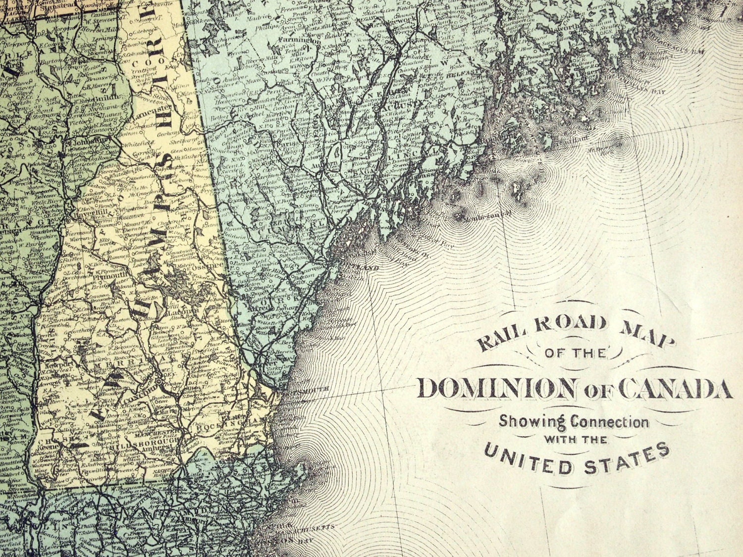1880 Antique Railroad Map of the Dominion of Canada - Rare Large Hand ...