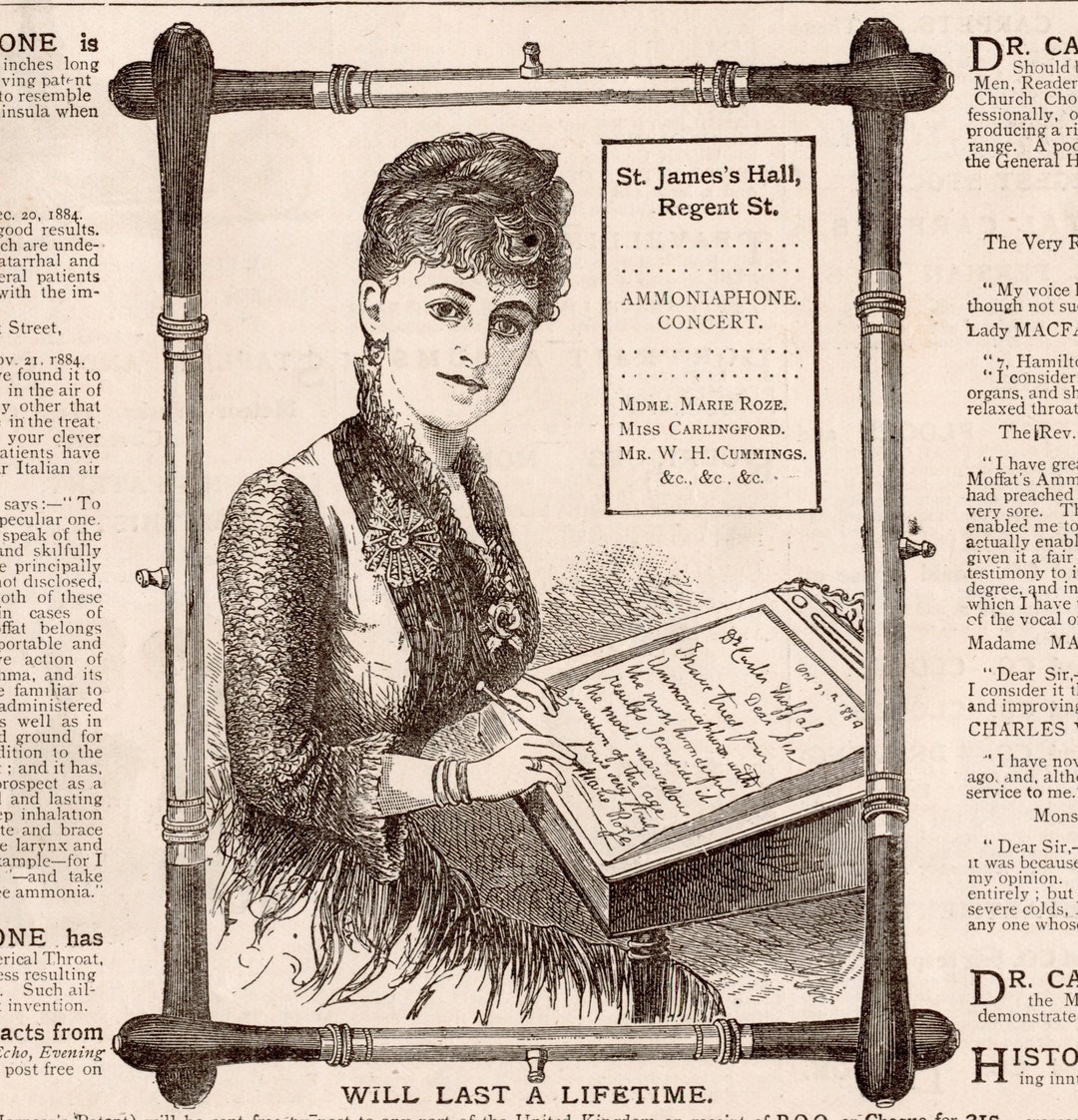 1885 Antique Advertisement for the Ammoniaphone Voice Improvement ...