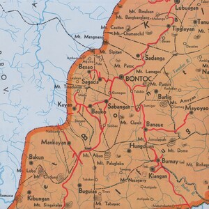 Mountain Province, Philippines - RARE Large Vintage 1959 Map - Baguio ...