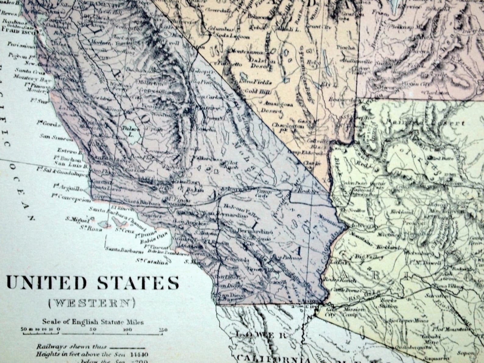 1890s Antique Map of the Western United States | Etsy