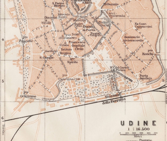 Udine City Map 1954 Udine Italy Vintage Map Etsy UK