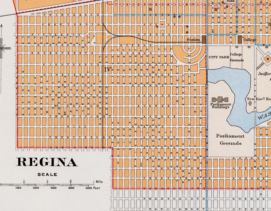 1915 Antique City Map of Regina, Saskatchewan, Canada - Etsy