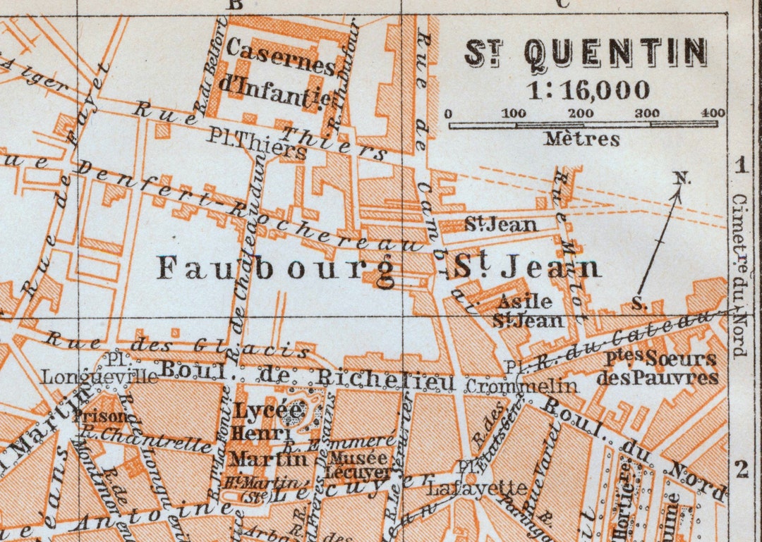 Antique Map of Saint-quentin, France - 1905 Vintage City Map - Old City ...