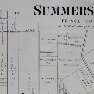1880 Rare Antique Map of Summerside, PEI first to Third Wards Vintage ...