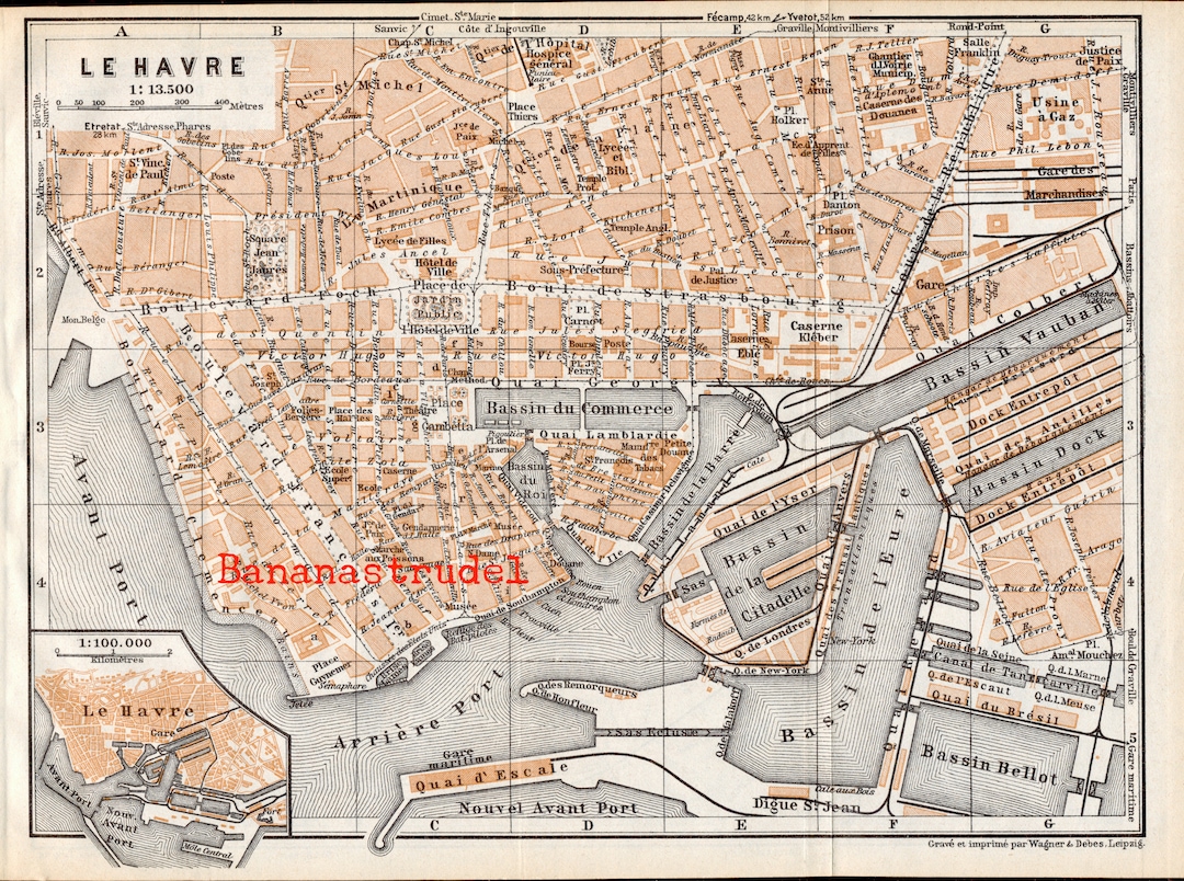 Antique Map of Le Havre, France - 1937 Vintage City Map - Etsy