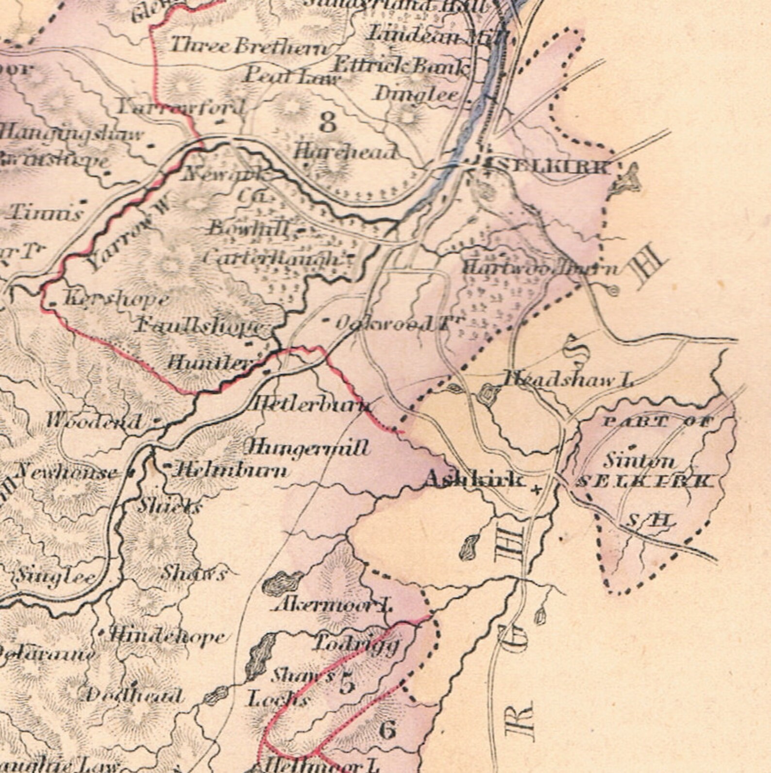 1862 Rare Vintage Map of Selkirk Shire Scotland Handcolored | Etsy