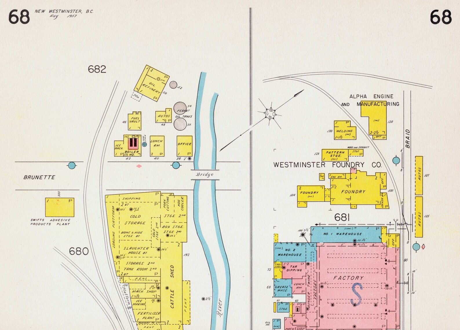 Vintage Map of New Westminster, BC - Swift Canadian - Canadian Western ...