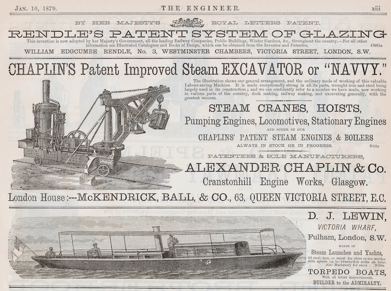 Page of Antique Advertisements for Steam Excavators - Steamers - Yachts ...