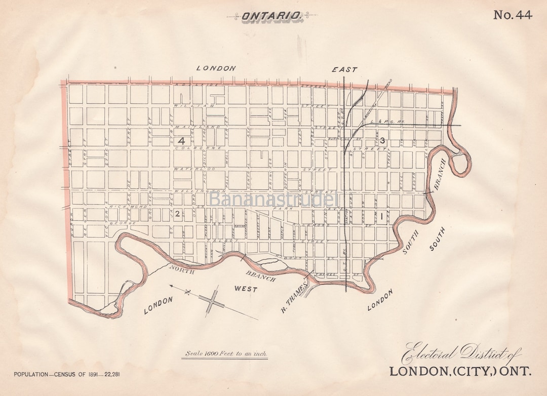 Antique Map of London, Ontario - 1895 Electoral Map - It's Where You ...