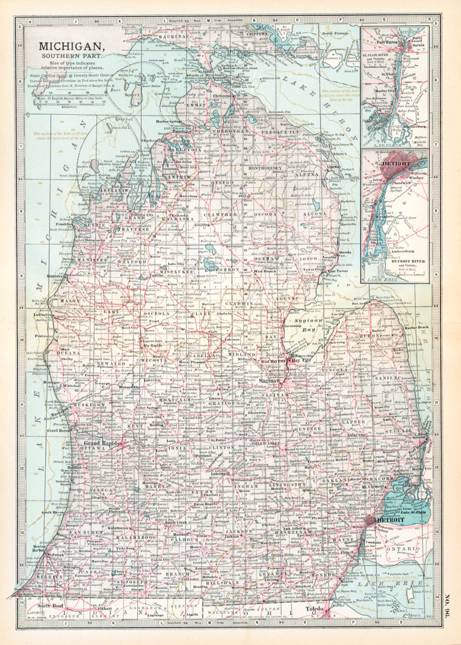 Antique Map of Michigan Southern Part 1903 Vintage Map - Etsy
