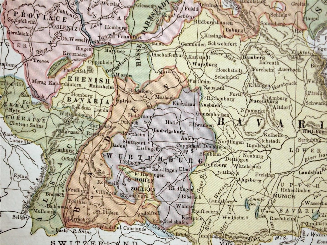 Antique Map of Germany 1888 Germany Map - Etsy