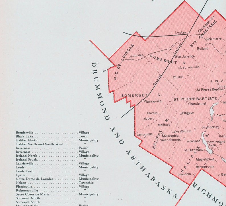 1915 Antique Map of Megantic Quebec Canada Vintage | Etsy