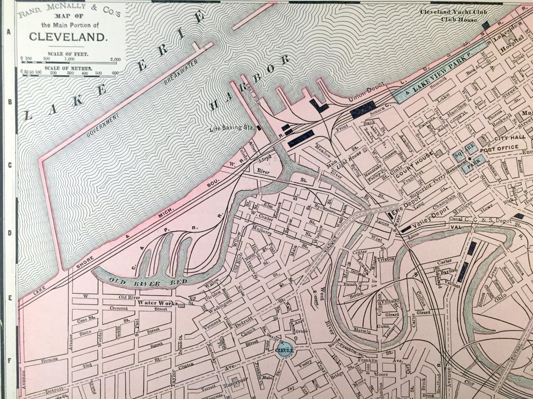 1900 Antique Map of Cleveland, Main Portion - Etsy