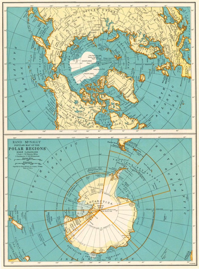 Vintage Map of the Polar Regions 1937 Polar Regions Vintage - Etsy ...