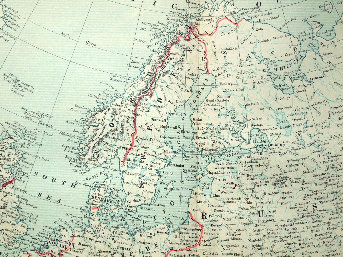 1883 Antique Map of Europe Antique Europe Map Europe - Etsy