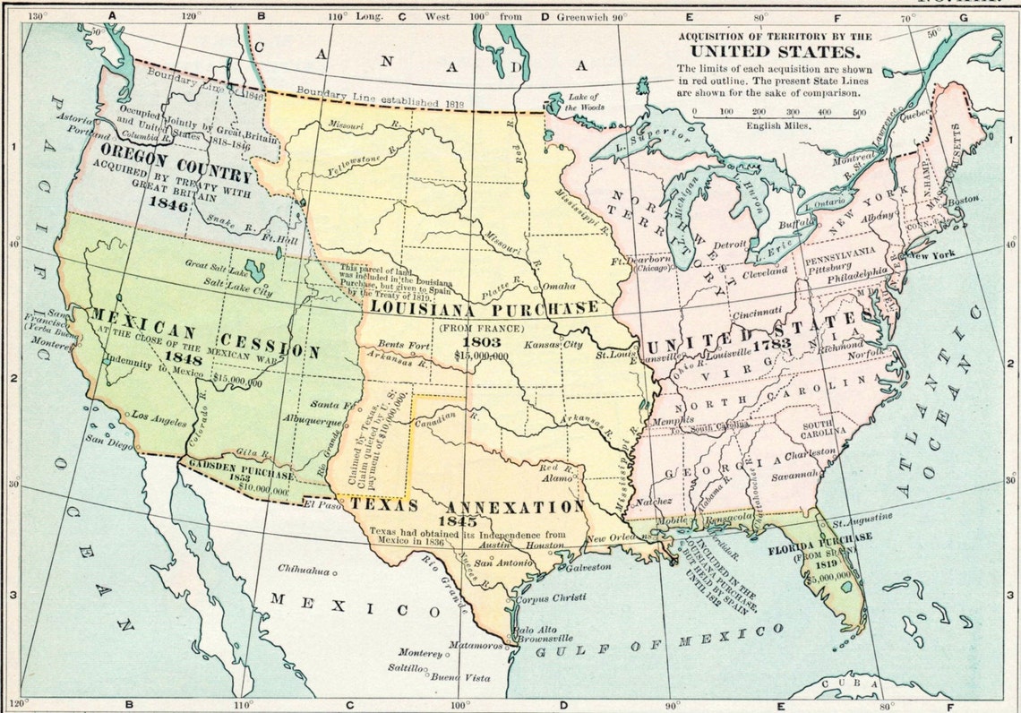 1902 Antique Map Showing Early American History Century - Etsy