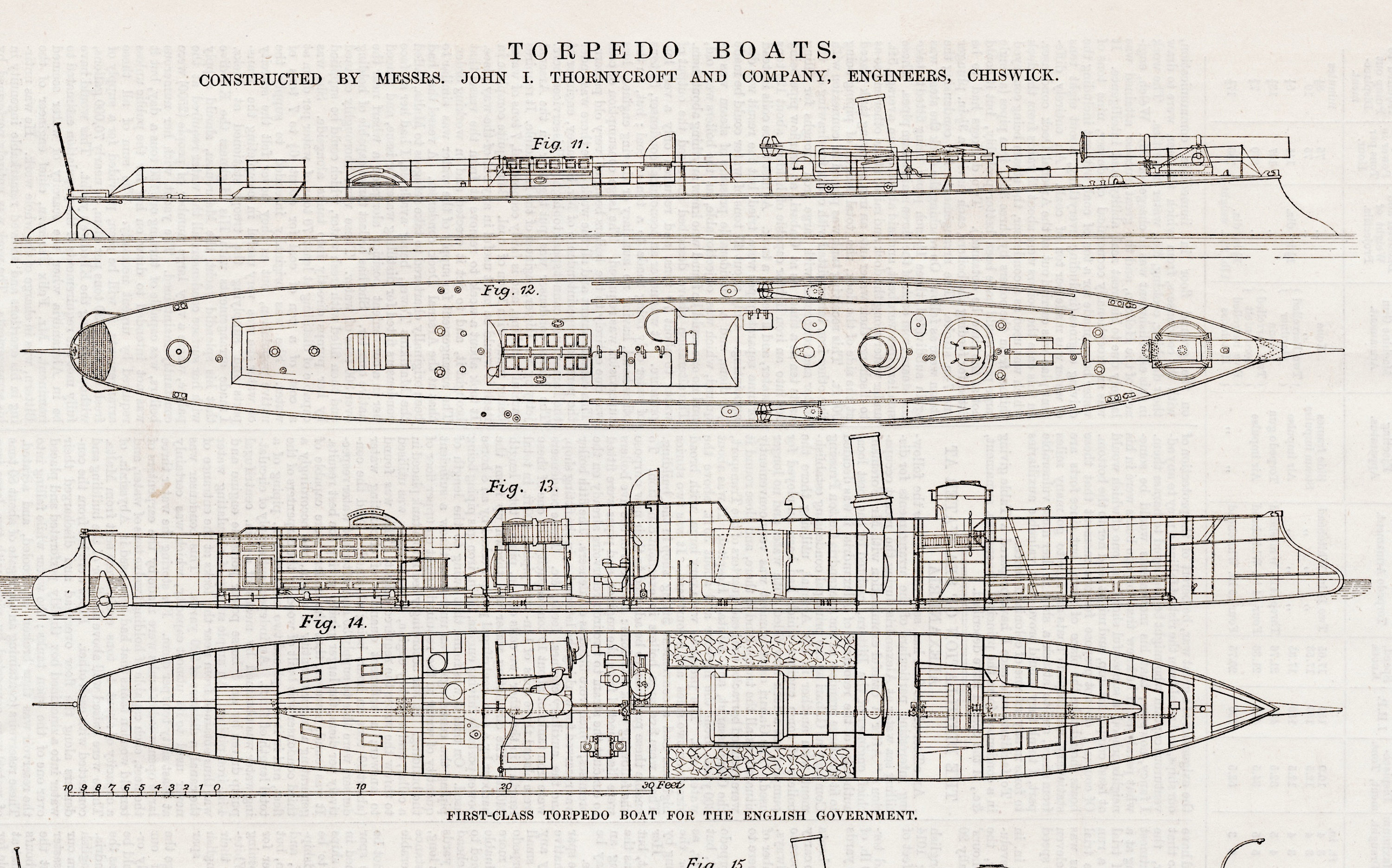 Antique Print of Torpedo Boats - Victorian Technical Illustration ...