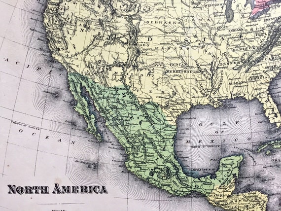 Globes & Maps Home Décor Wall Decor Canada USA Mexico 1880 North ...