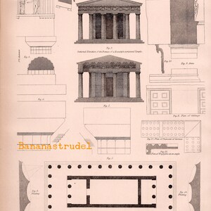 Grecian Ionic and Doric Columns - 1875 Set of 3 Antique Prints - Etsy