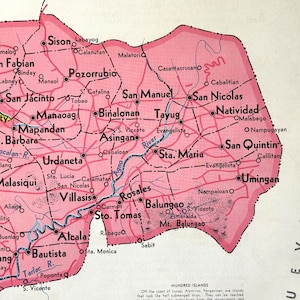 1959 Large Vintage Map of Pangasinan, Philippines - VERY RARE MAP ...