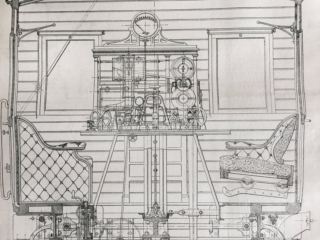 1887 Antique Engineering Drawing - Dynamometer Van for the Eastern ...
