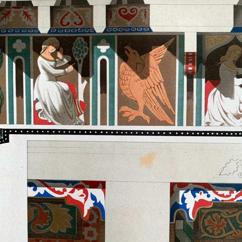 1858 Large Antique Architectural Colour Lithograph of Ceiling - Etsy