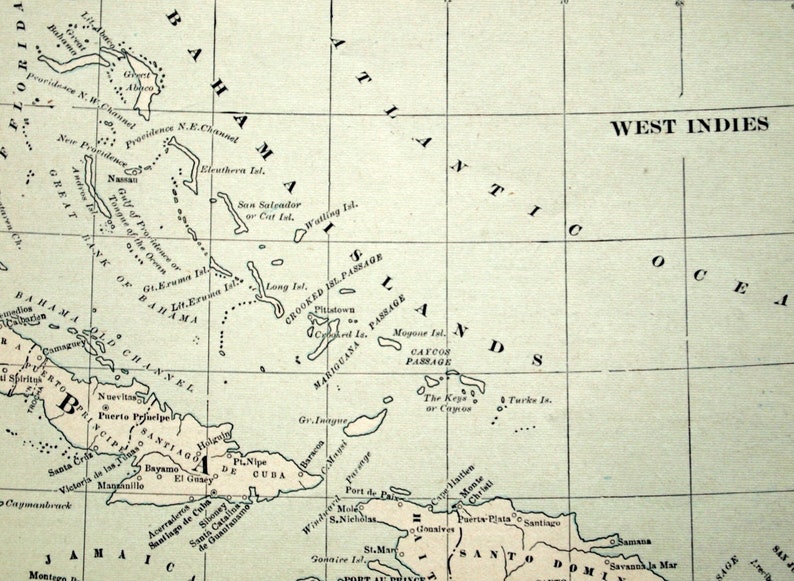 Antique Map of Hawaii Samoa the Philippines and West Indies - Etsy