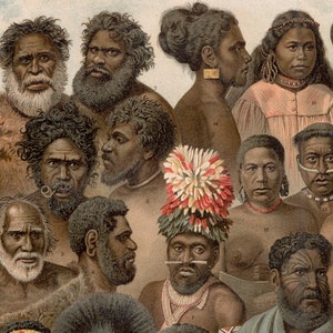 Antique Print of the Peoples of Oceania australia, Tonga, New Zealand ...