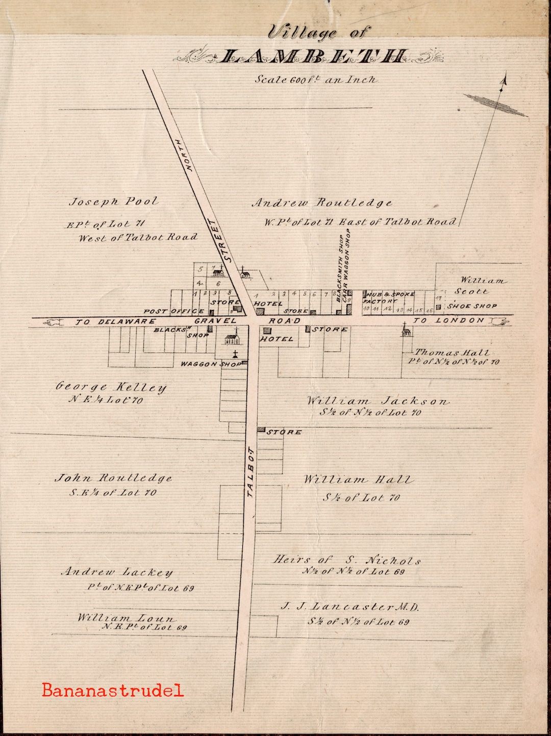 Rare Antique Map of Lambeth - Middlesex County - Ontario - Published ...