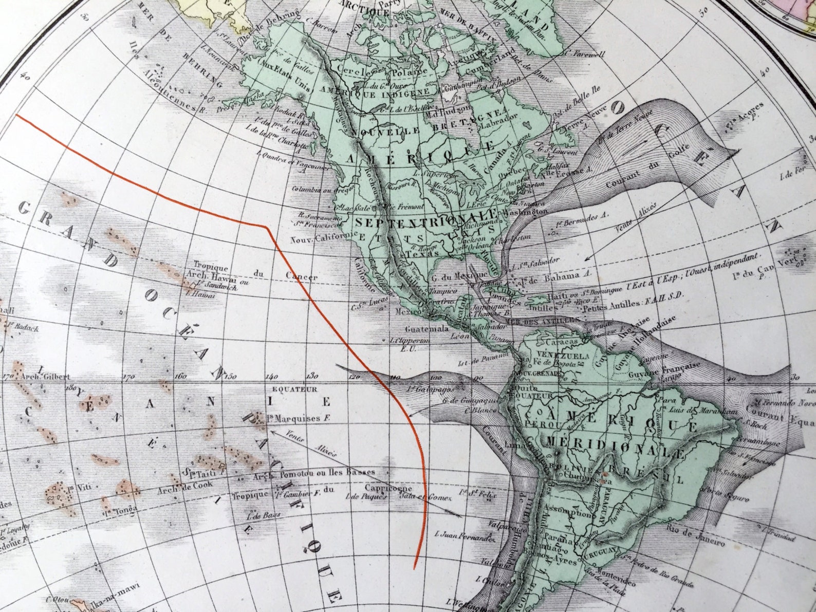 1884 Antique Map of the World in Hemispheres - Antique Hemisphere Map ...