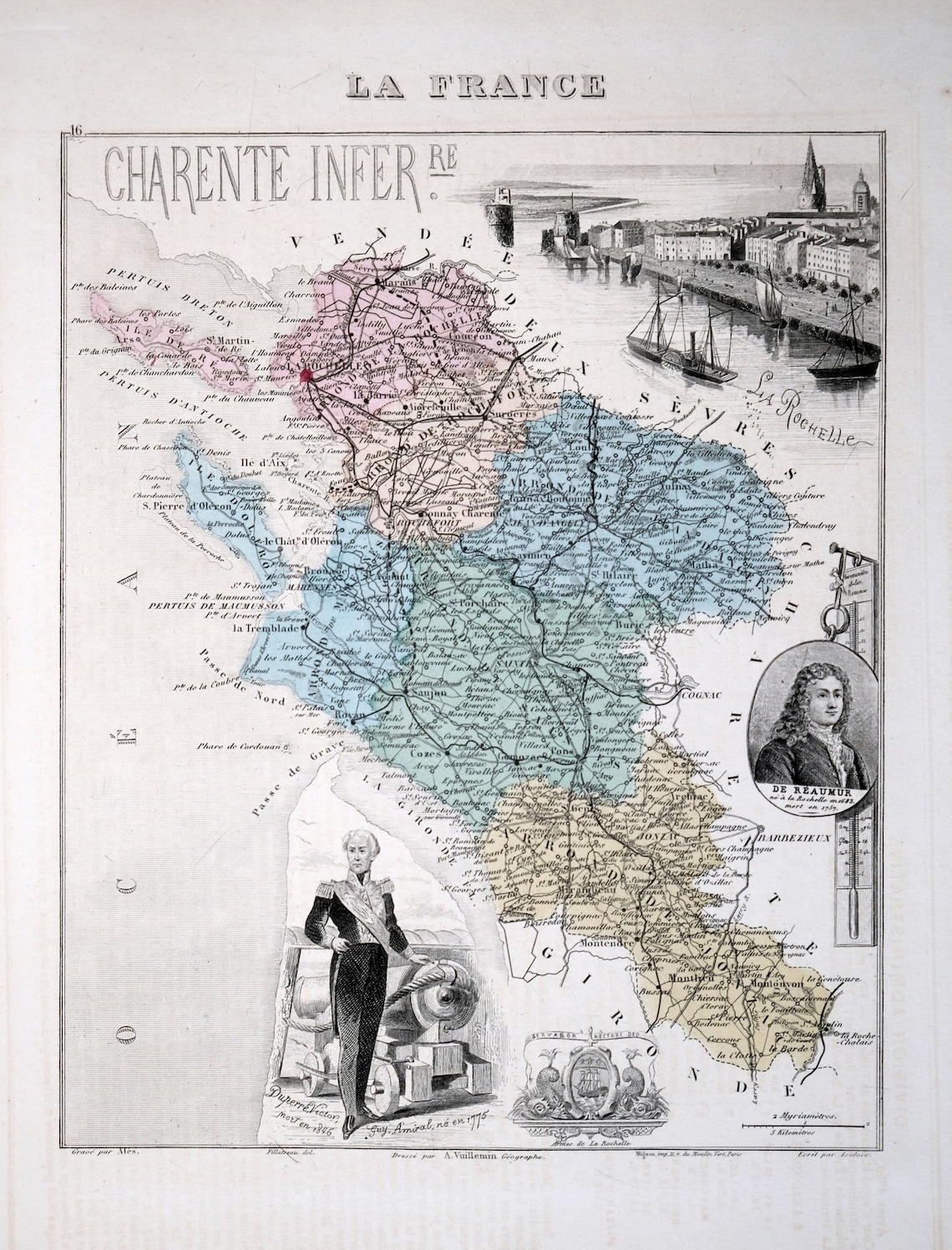 1883 Antique Map of Charente Inférieure France Marseille - Etsy UK