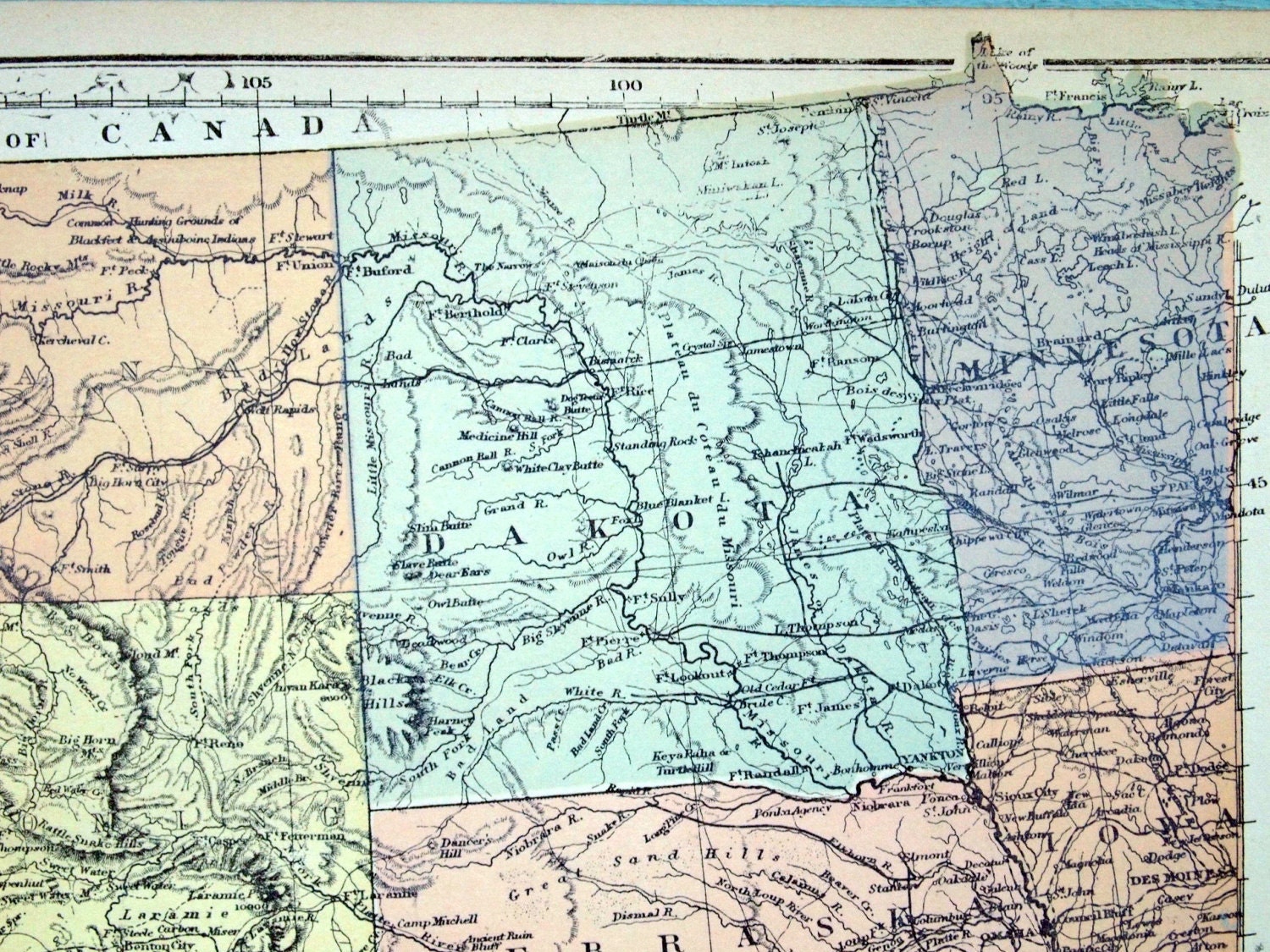 1890s Antique Map of the Western United States - Etsy