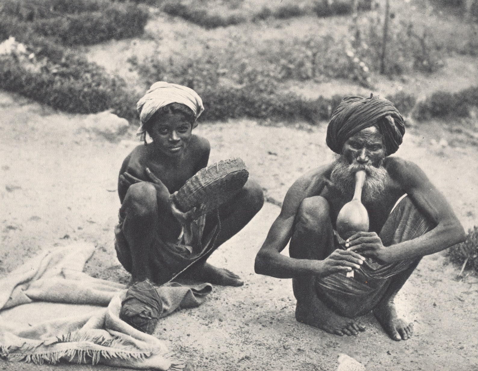 Rare Vintage Heliogravure / Photogravure - Photograph of Snake Charmers ...